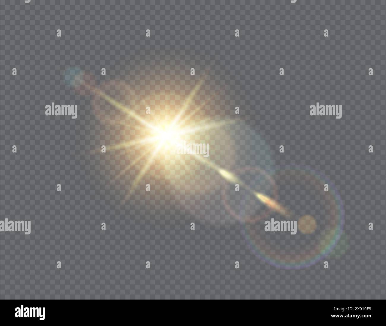 Sun light glaring blast realistic vector illustration. Sunlight shining ...