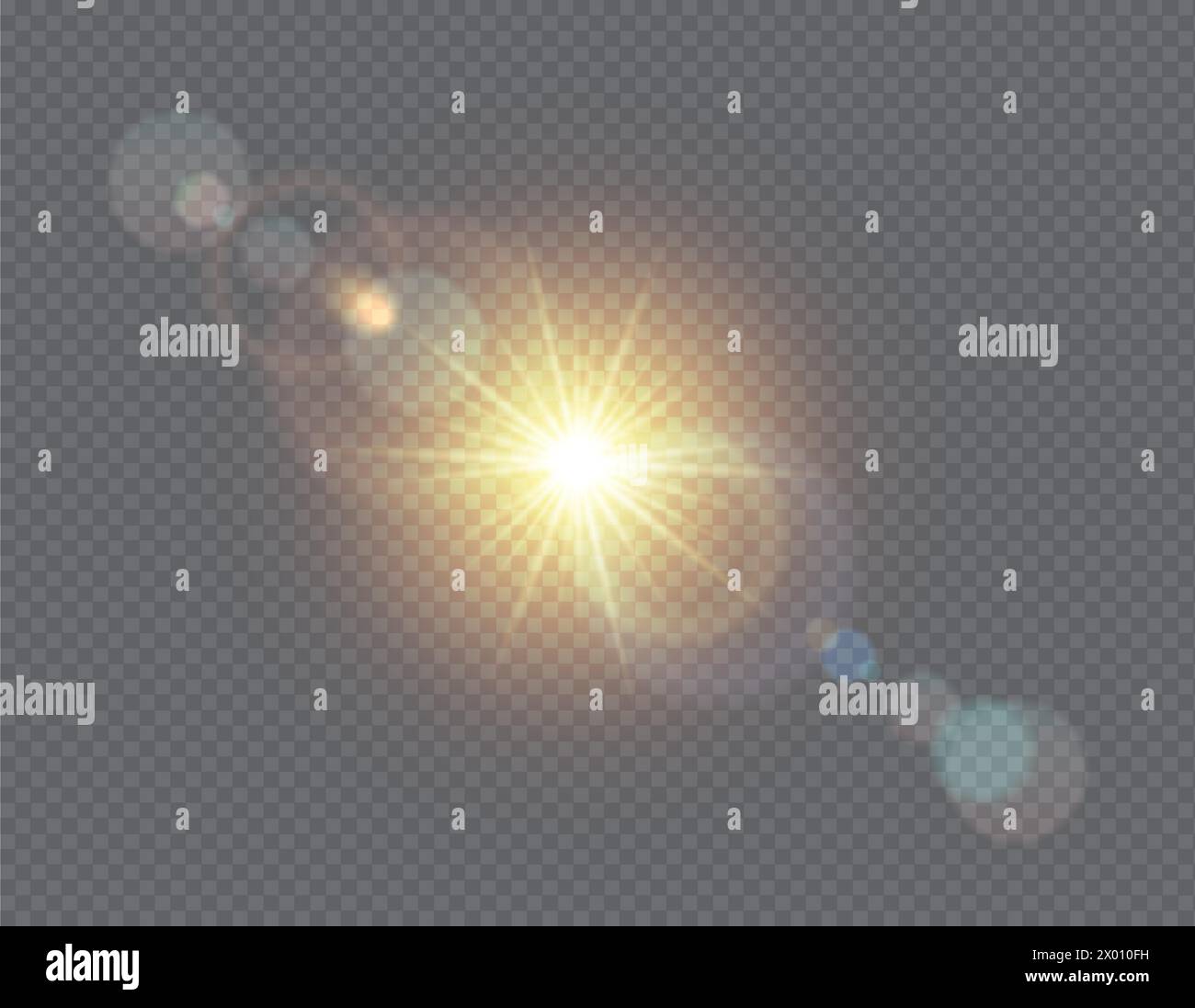 Sun light glaring blast realistic vector illustration. Sunlight shining ...