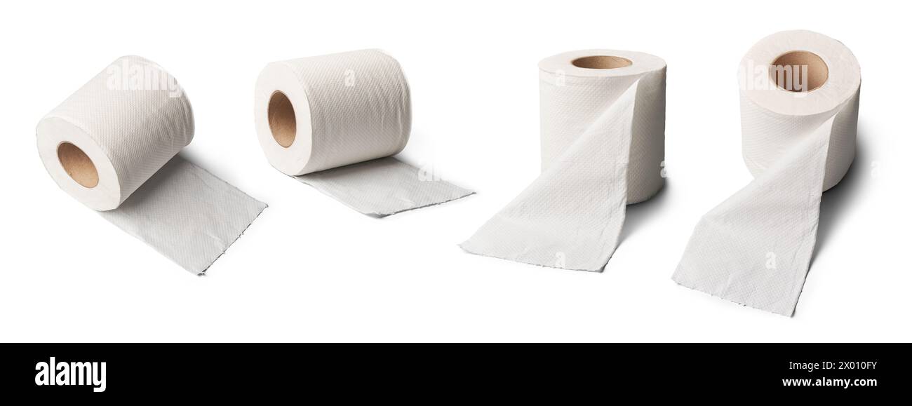 toilet paper rolls in different angles, single ply soft personal ...