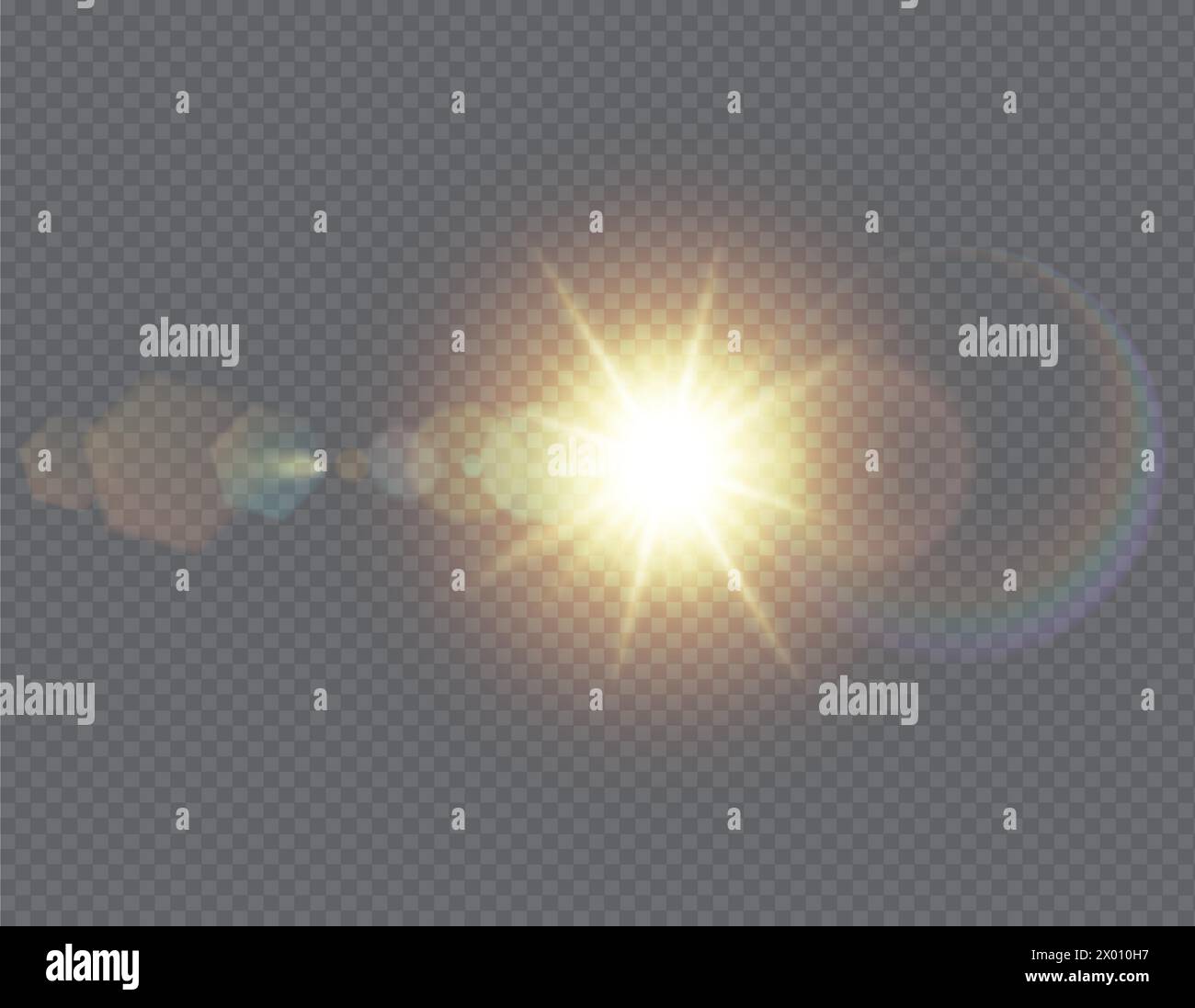 Sun light glaring blast realistic vector illustration. Sunlight shining ...