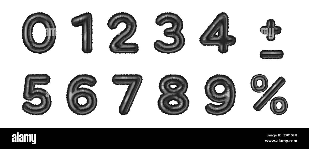 Black air balloon numbers and math signs realistic vector illustration ...