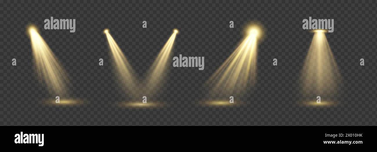 Golden backlight effects 3d realistic vector illustration set. Glowing ...