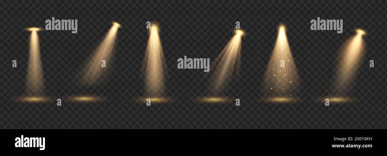 Golden backlight effects 3d realistic vector illustration set. Glowing ...