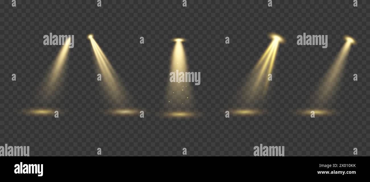 Golden backlight effects 3d realistic vector illustration set. Glowing ...