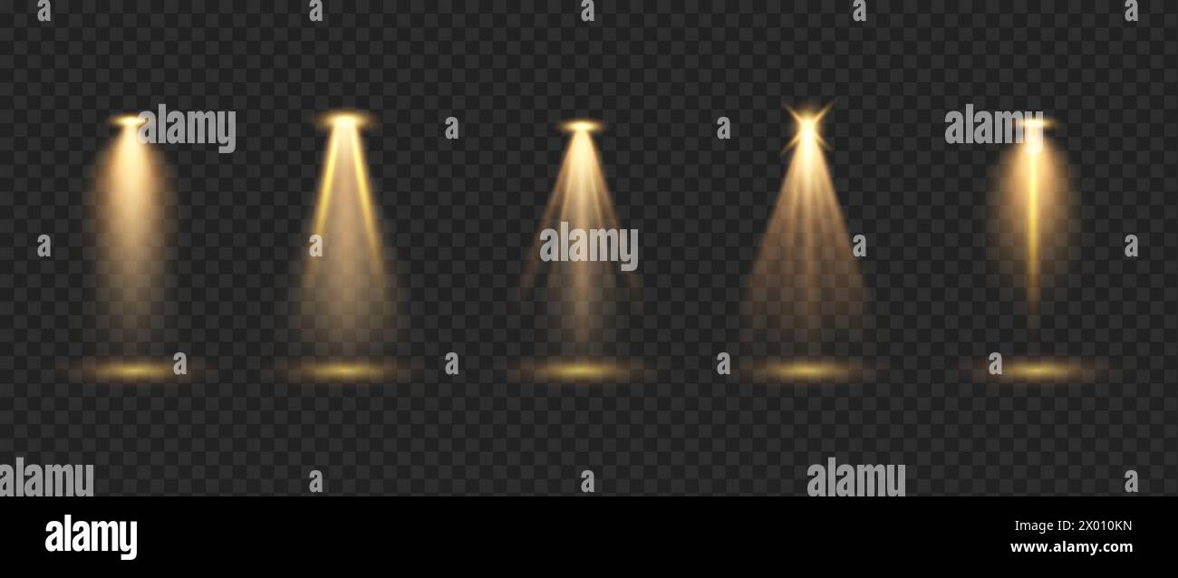 Golden backlight effects 3d realistic vector illustration set. Glowing ...