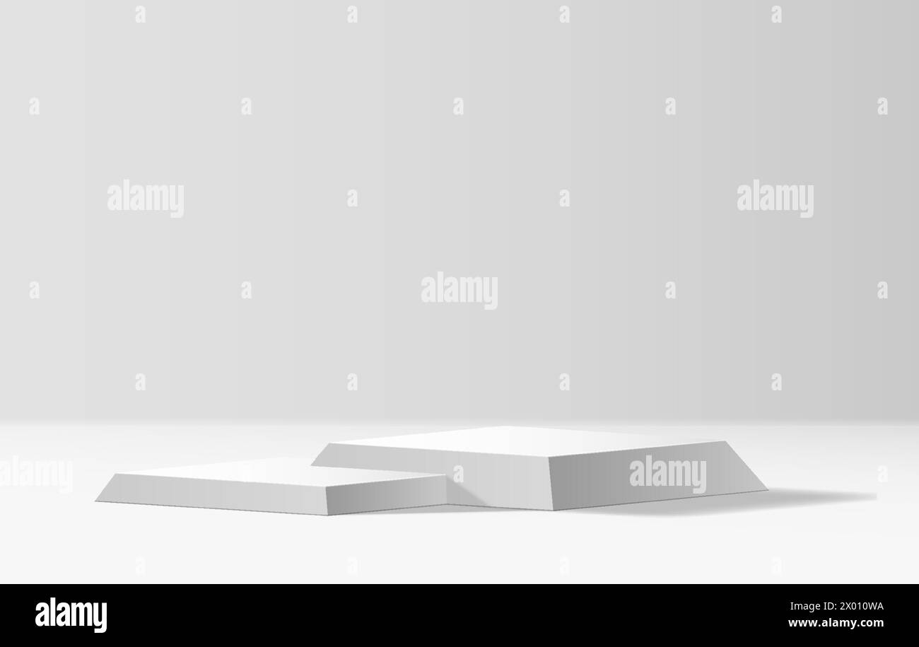Square promo podium realistic vector illustration. Empty showcase ...