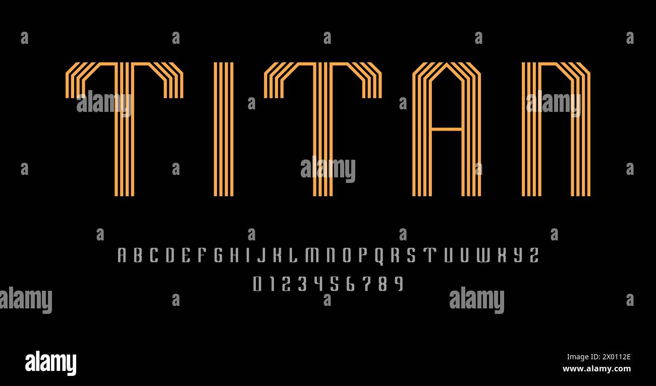 Set of alphabets font letters and numbers modern abstract design with ...