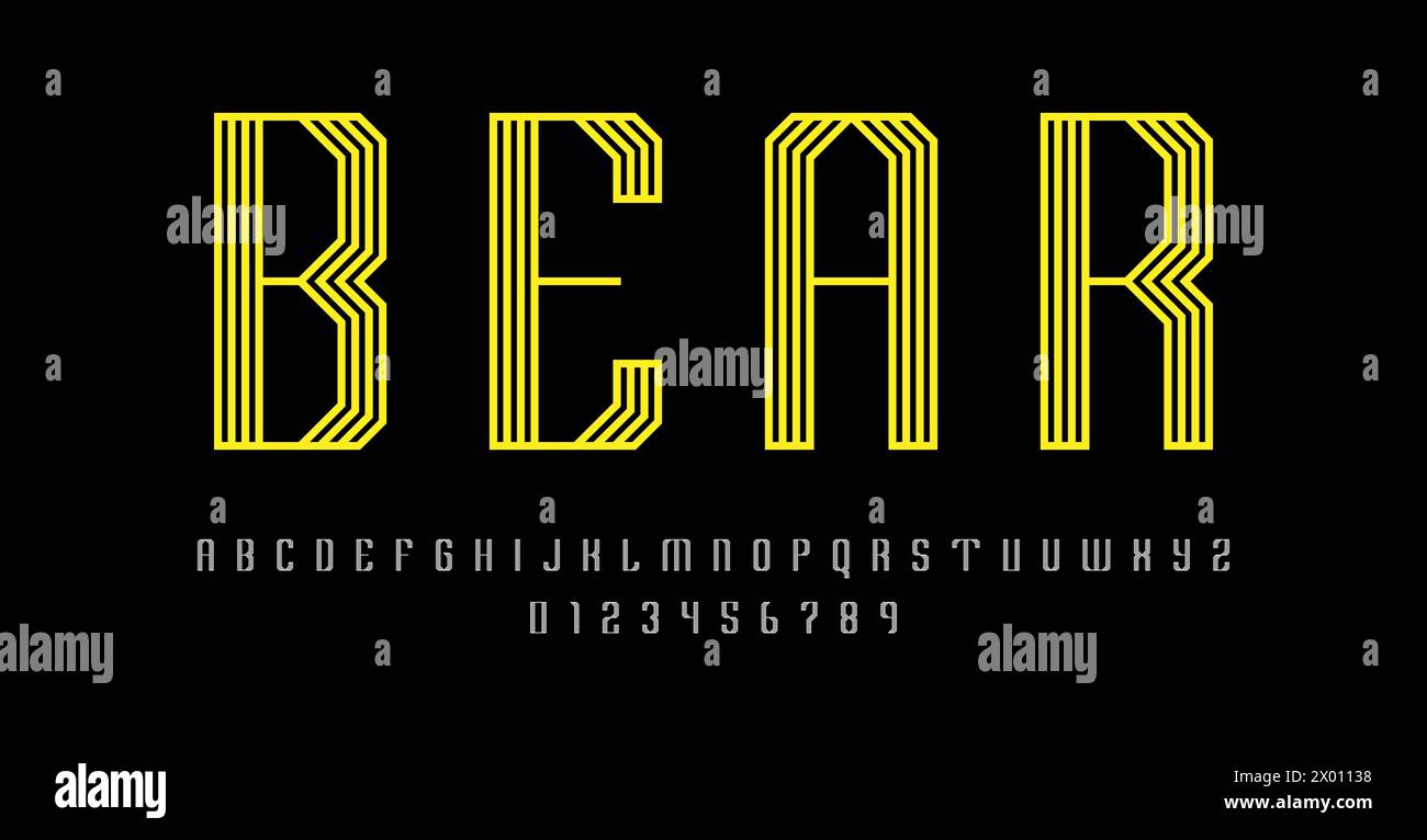 Set Of Alphabets Font Letters And Numbers Modern Abstract Design