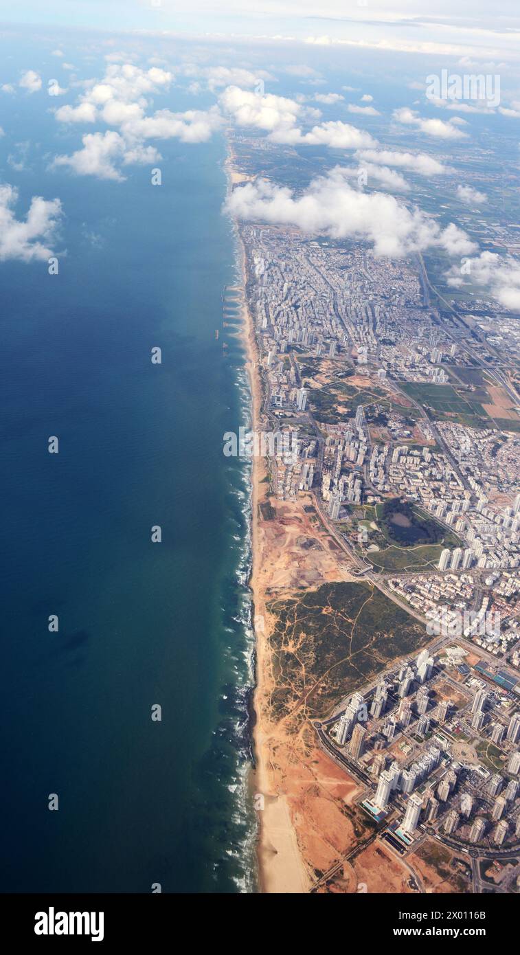 Aerial view of the Israeli coastline around Netanya, Israel Stock Photo ...