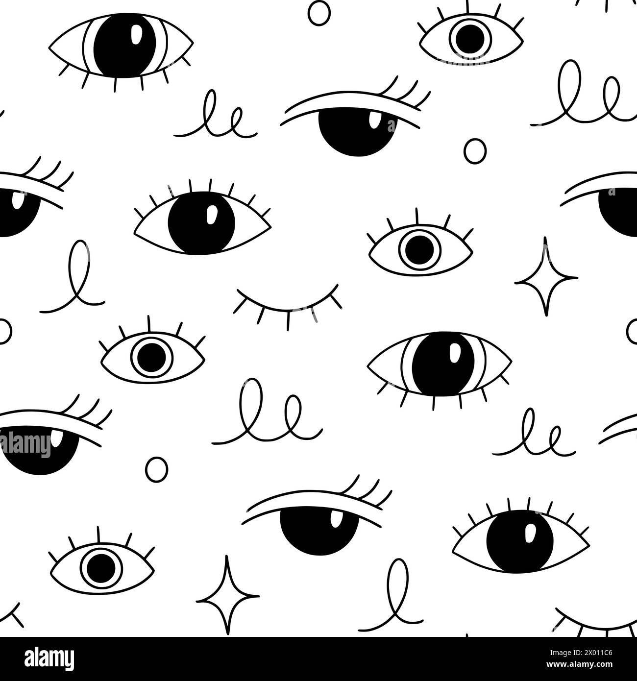 Eye doodle seamless vector pattern. Hand drawn doodle sketch simple ... Eye doodle seamless vector pattern. Hand drawn doodle sketch simple ...