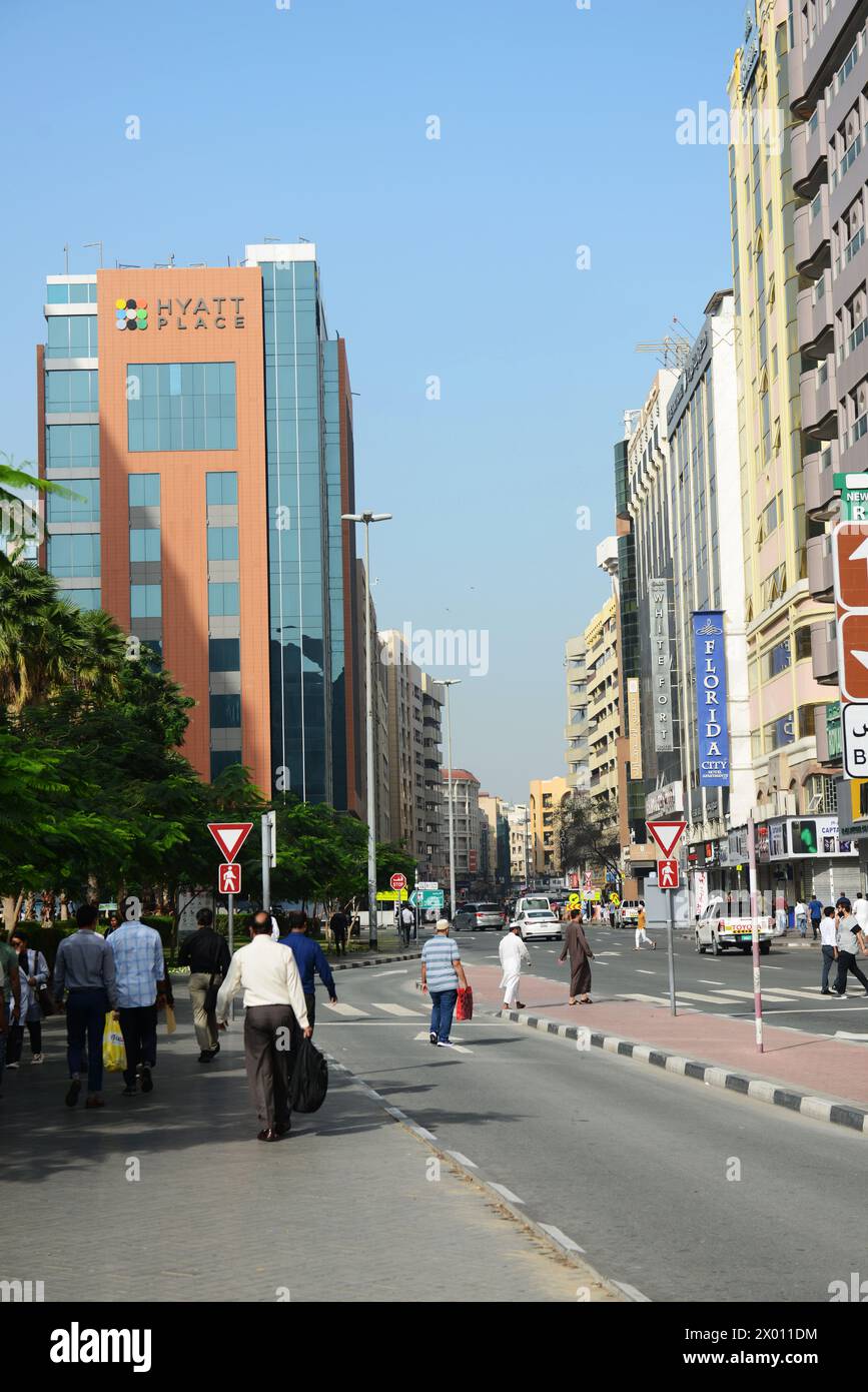 Commercial buildings in Deira's city center in Dubai, UAE Stock Photo ...