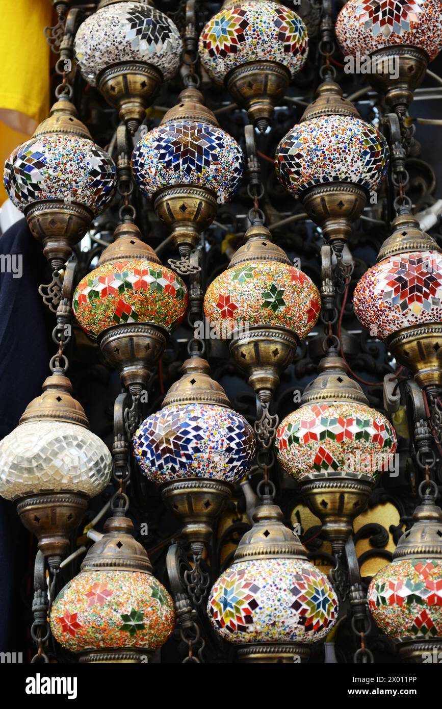 Turkish style colored hanging lights with a teardrop design of colorful ...