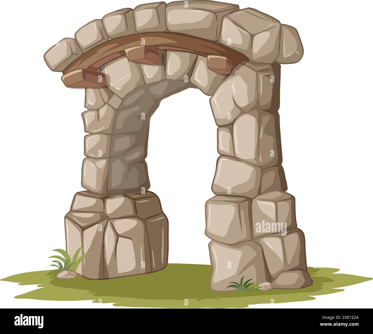 Cartoon illustration of a stone arch on green grass Stock Vector Image ...