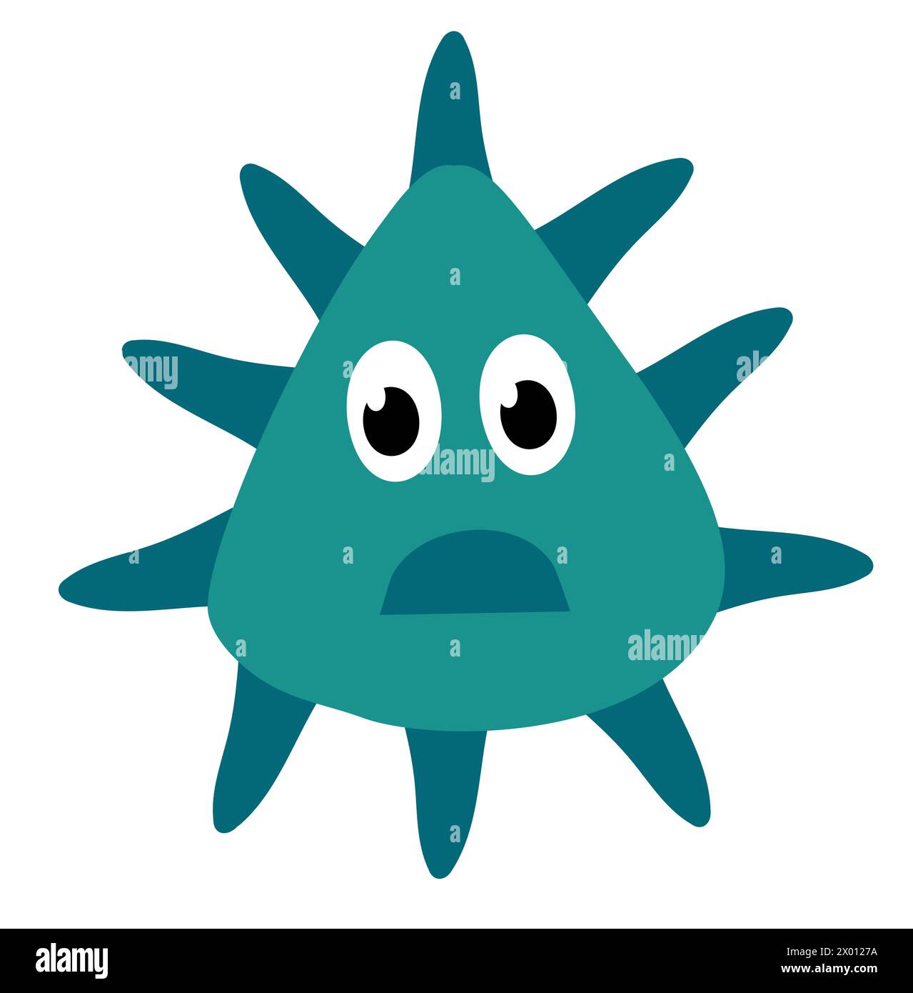 Cute cartoon blue character bacteria, microbe, germ. Microbiology ...