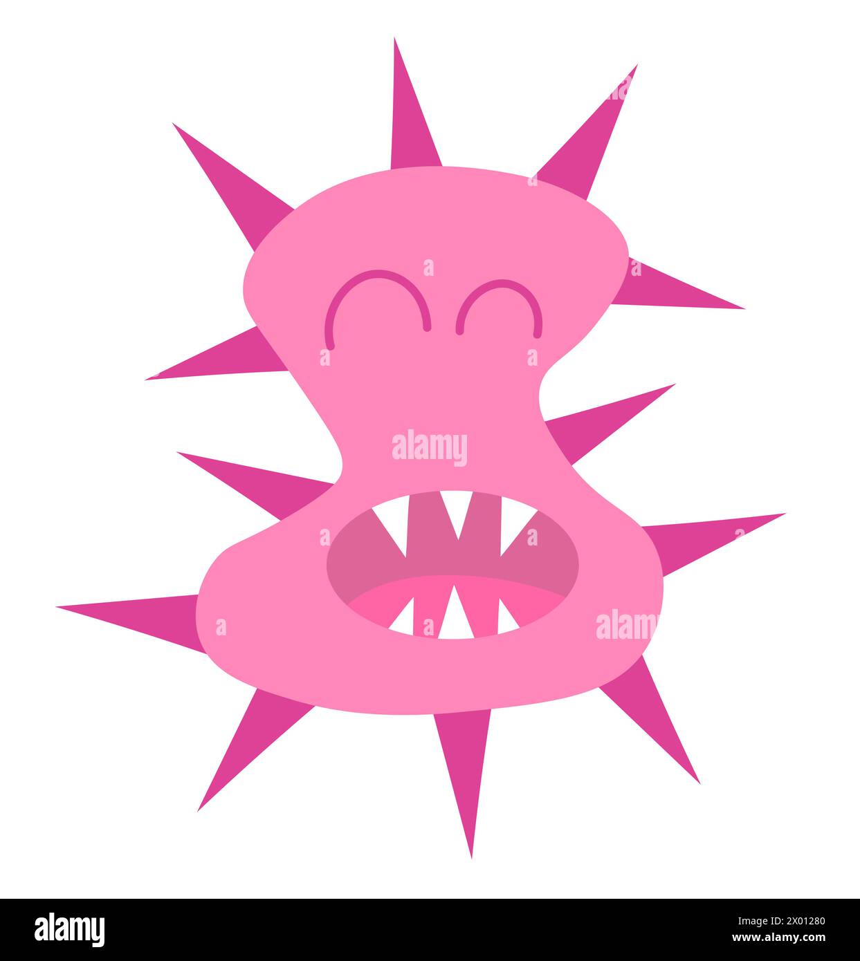 Cute cartoon pink character bacteria, microbe, germ. Microbiology ...