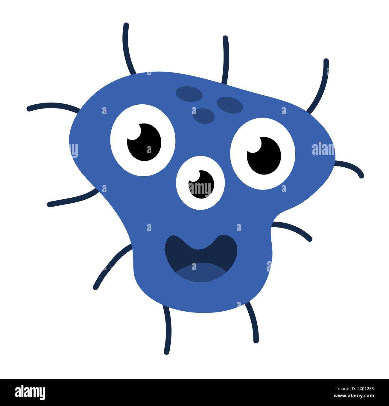 Cute cartoon blue character bacteria, microbe, germ. Microbiology ...