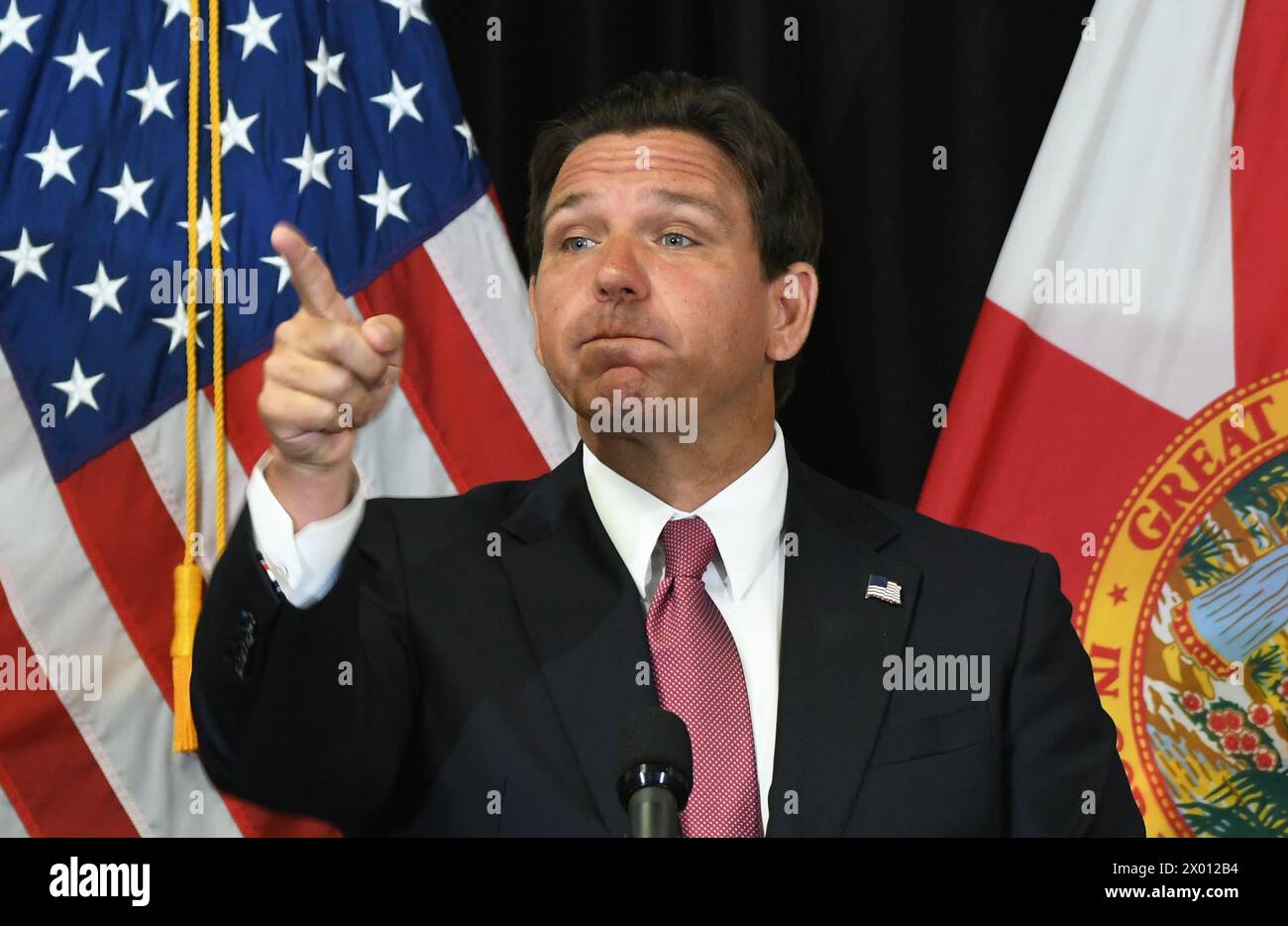 Sanford, United States. 08th Apr, 2024. Florida Gov. Ron DeSantis calls ...