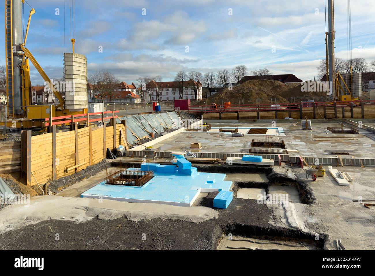 Construction site with the beginning of the construction of the ...