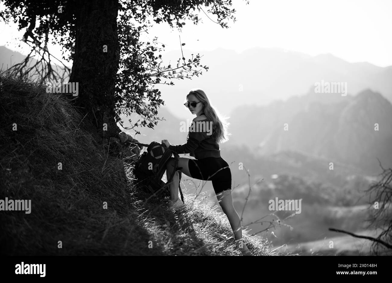 Backpacking climb Black and White Stock Photos & Images - Alamy