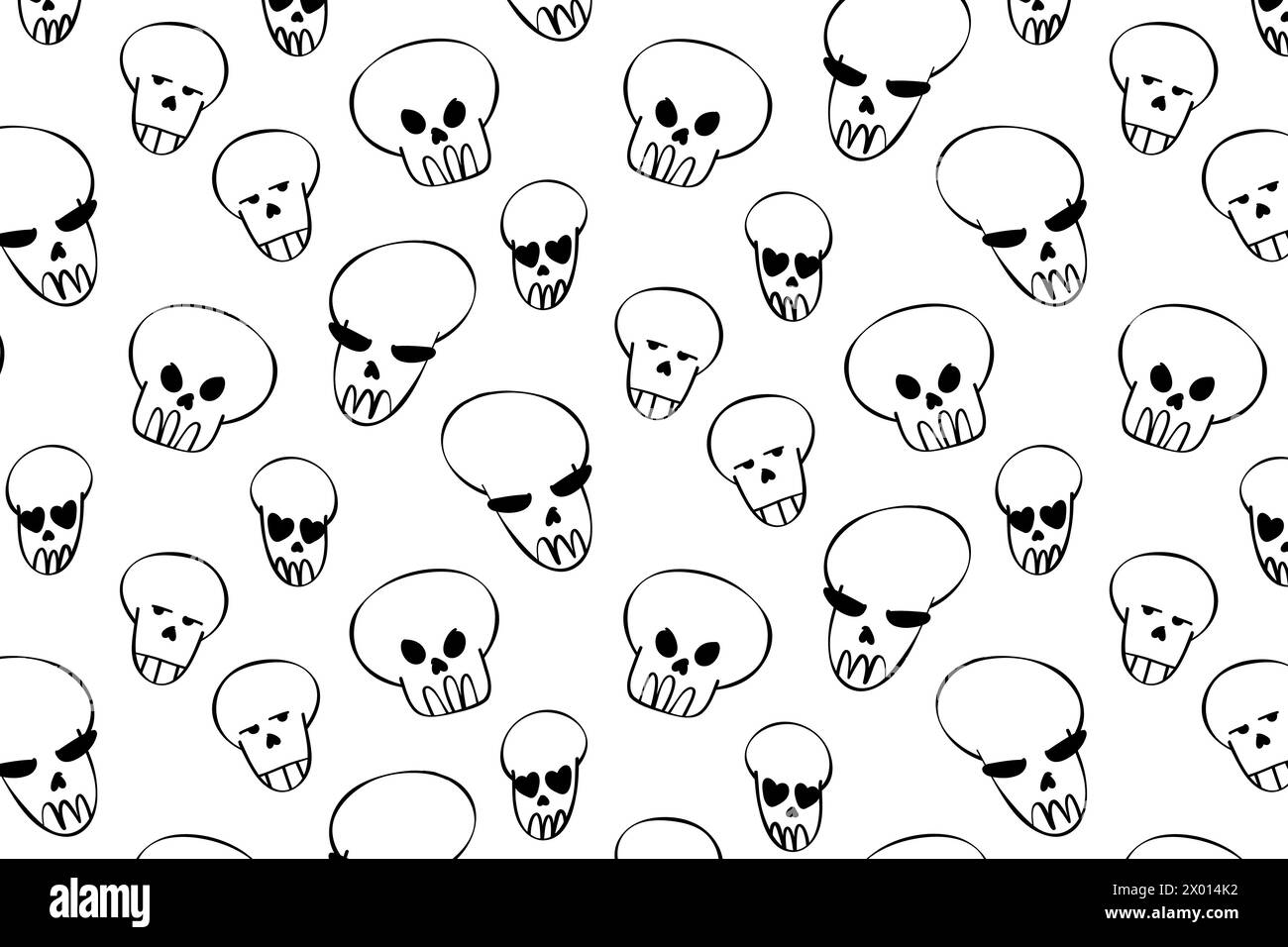 Doodle skull pattern, great design for any purpose. vector set of ...