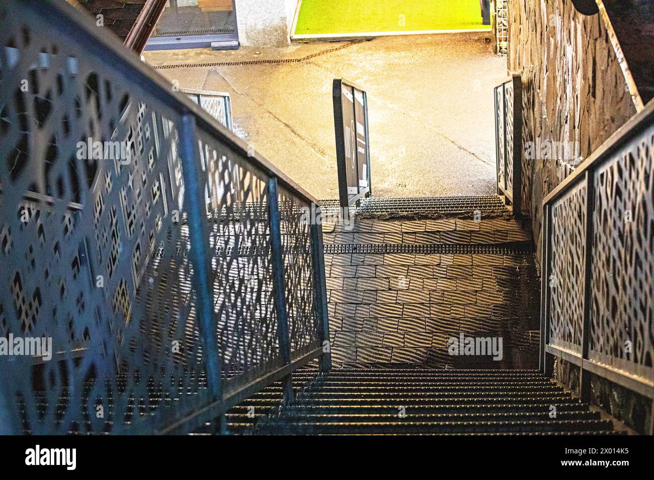 Steep stairs going down outside. View from above Stock Photo - Alamy