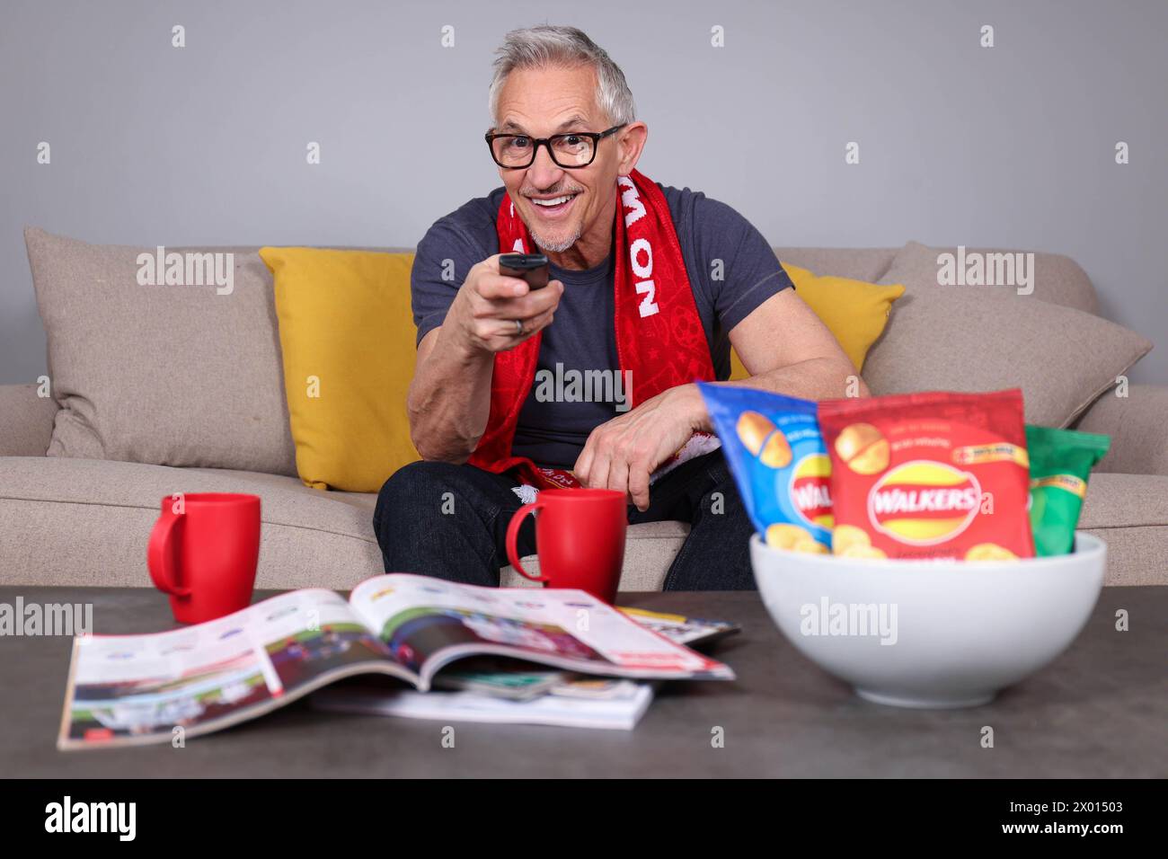 EDITORIAL USE ONLY Gary Lineker launches the latest Walkers campaign ...