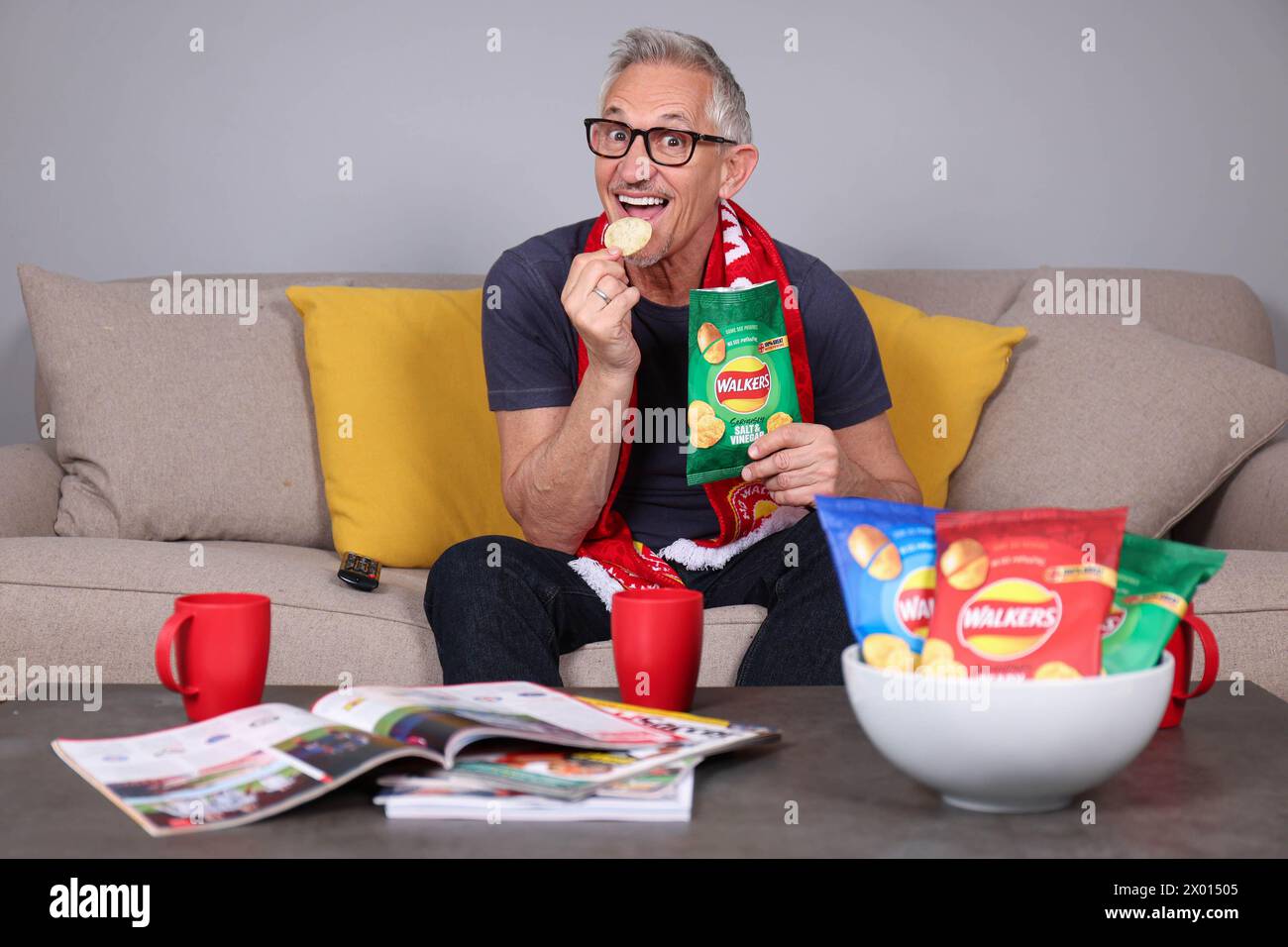 EDITORIAL USE ONLY Gary Lineker launches the latest Walkers campaign ...
