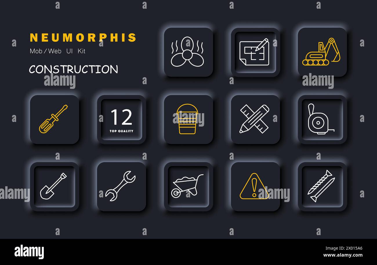 Construction set icon Equipment, numbering, fan, heavy equipment ...