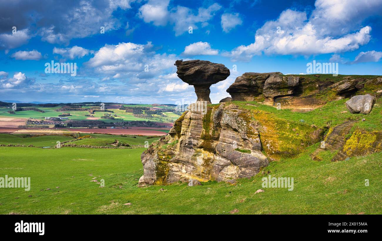 The Bunnet Stane, a rock formation near the hamlet of Gateside in Fife ...