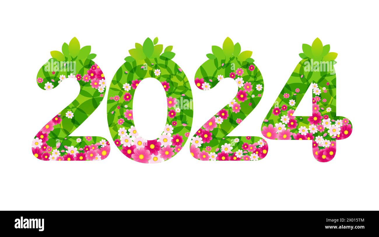 2024 floral concept. Special offer symbol. Background with clipping ...