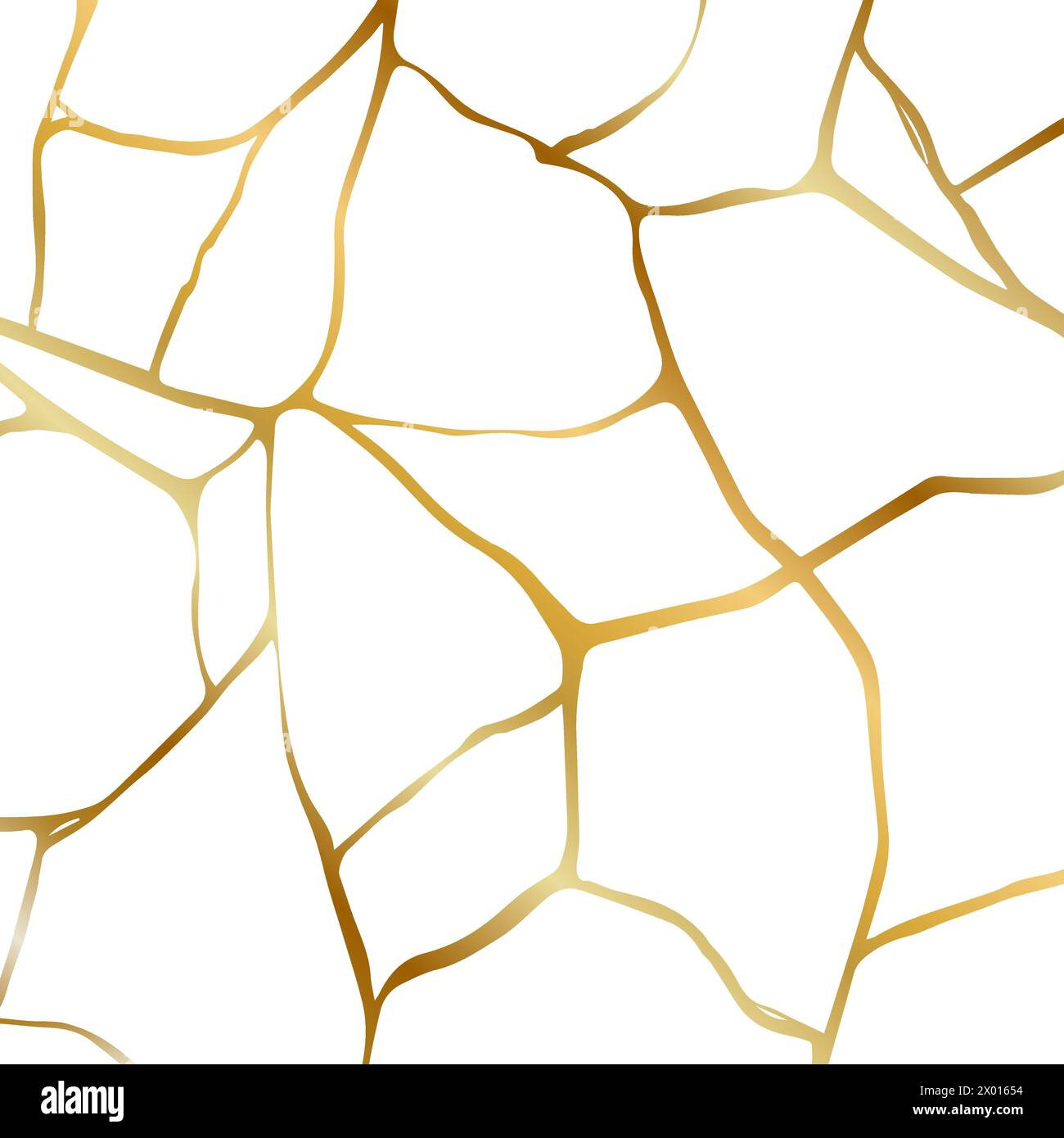Gold kintsugi crack repair marble texture vector illustration isolated ...