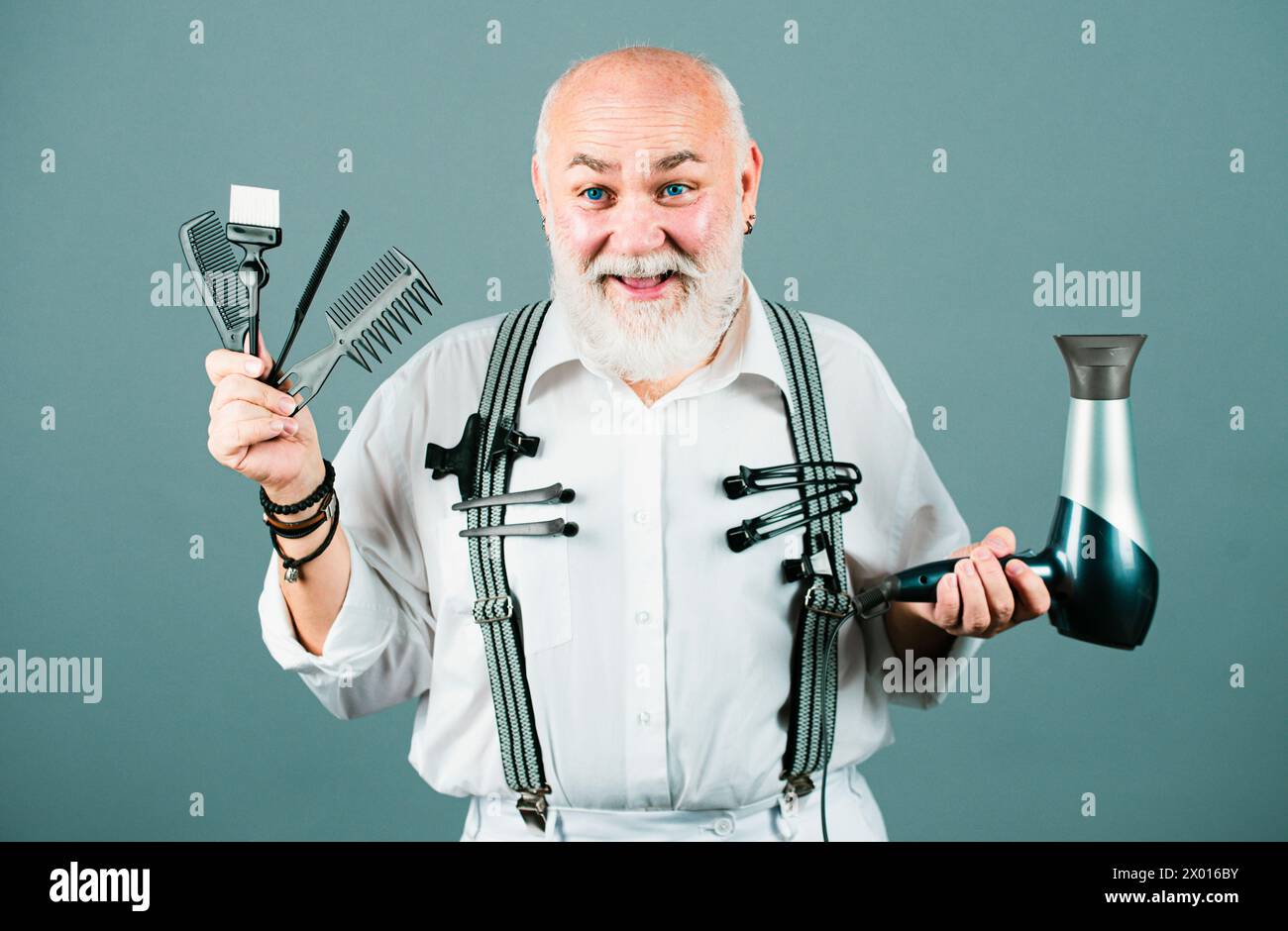 Barber with barber equipment tools. Vintage barbershop, shaving ...