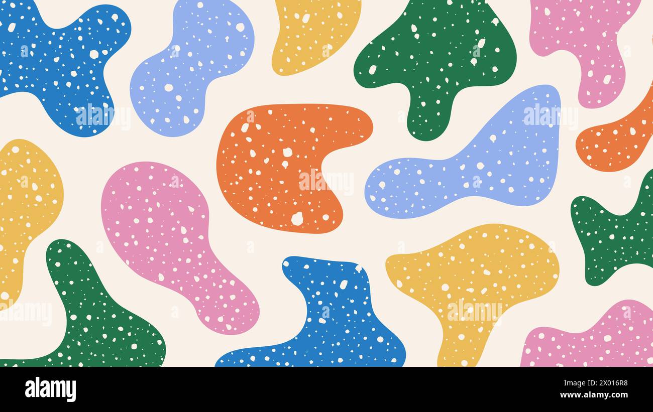 Funky abstract background with colorful hand drawn colorful blobs ...