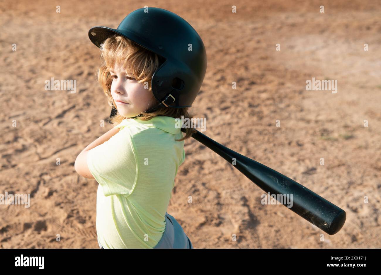 Child playing Baseball. Batter in youth league getting a hit. Boy kid ...