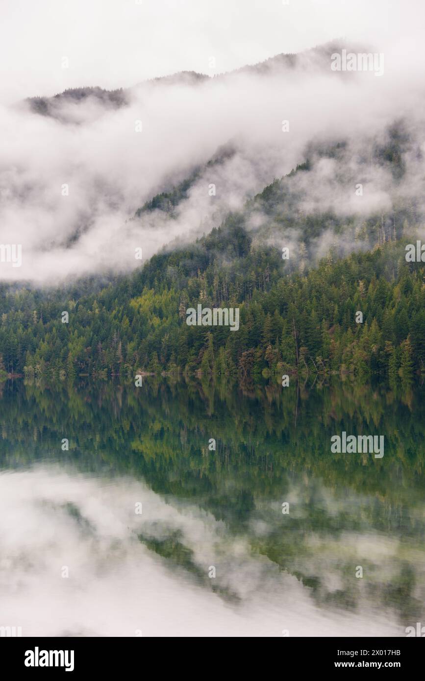 Misty Morning Fog and Haze at Lake Crescent at Olympic National Park ...