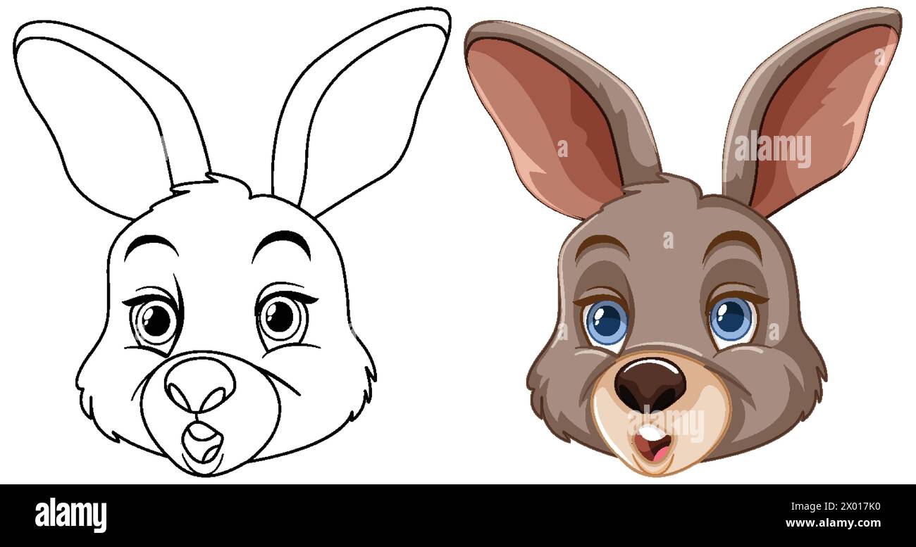 Illustration of a rabbit in two artistic stages Stock Vector Image ...