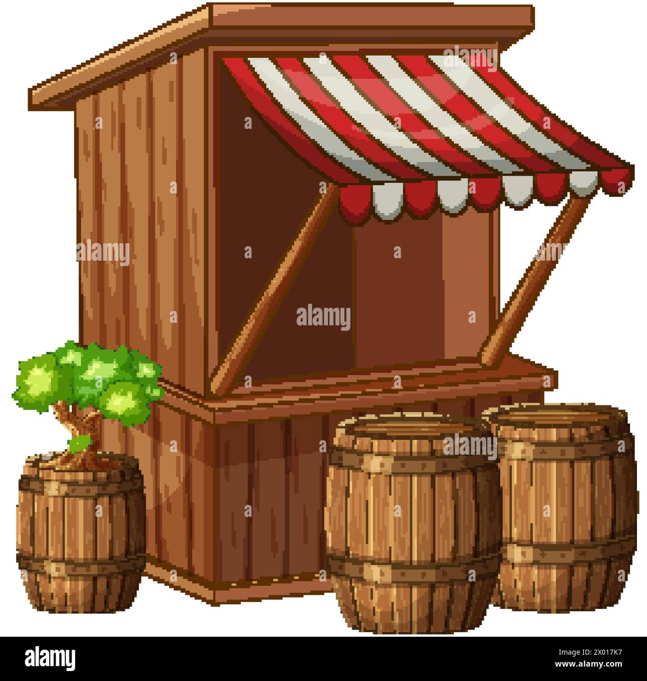 Vector illustration of a quaint wooden market stall Stock Vector Image ...