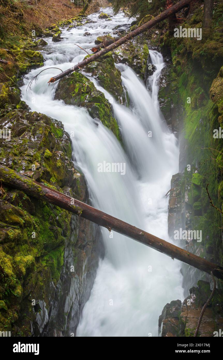 The Waterfall of Sol Duc Falls trail in Olympic National Park, Washington State, USA Stock Photo ...