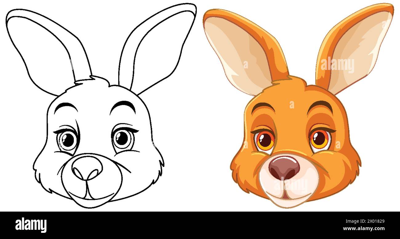 Vector drawing of a rabbit, colored and outlined Stock Vector Image ...