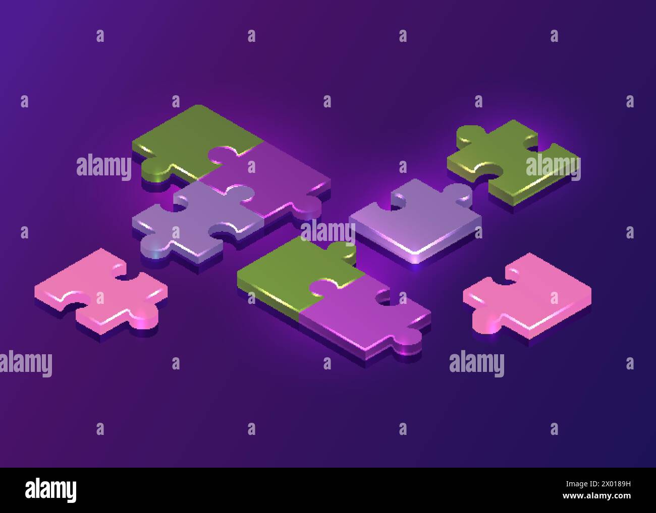 3d isometric puzzle pieces background. Jigsaw business solution from ...