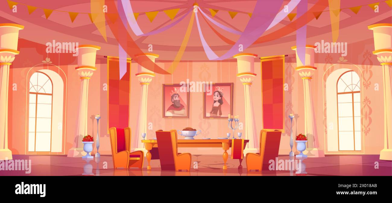 Medieval dining hall drawing Stock Vector Images - Alamy