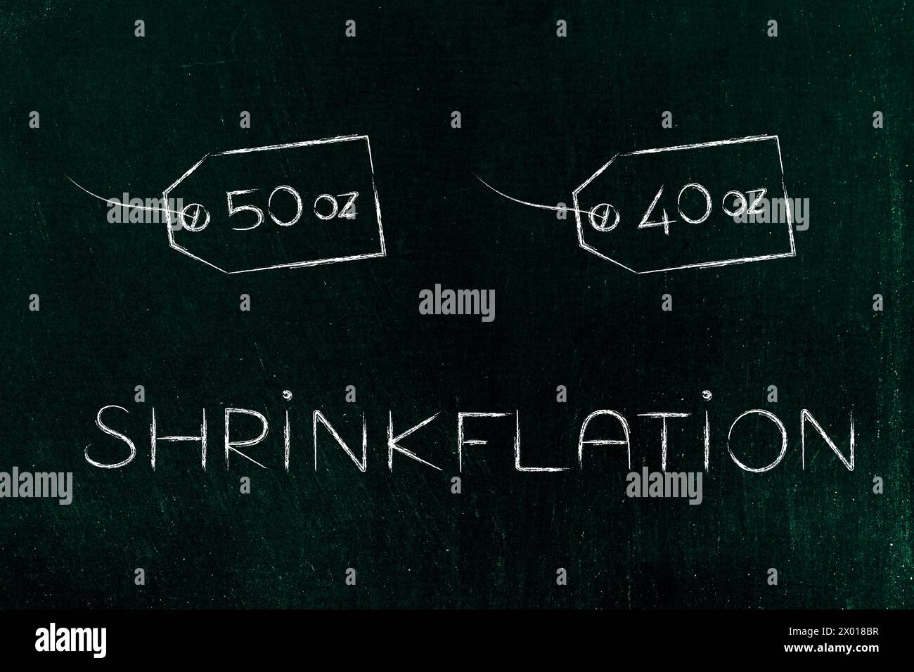 Shrinkflation design with product weight labels, concept of products ...