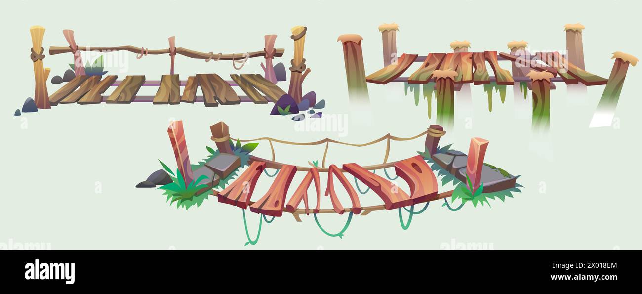 Rickety rope bridge Stock Vector Images - Alamy