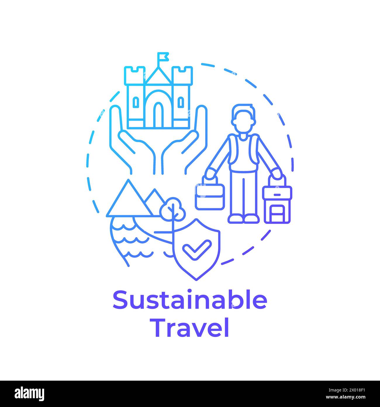 Sustainable travel blue gradient concept icon Stock Vector Image & Art ...