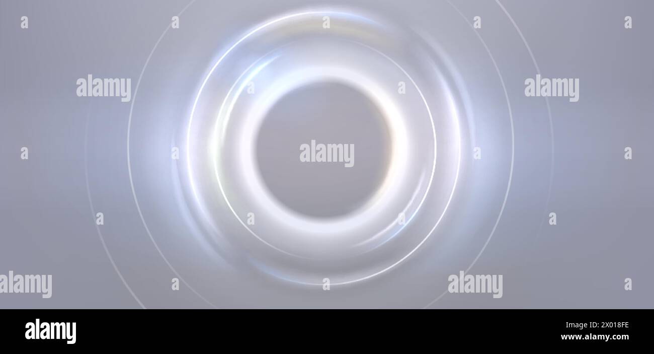 White round light effect on gray background. Vector realistic illustration of abstract glowing ...