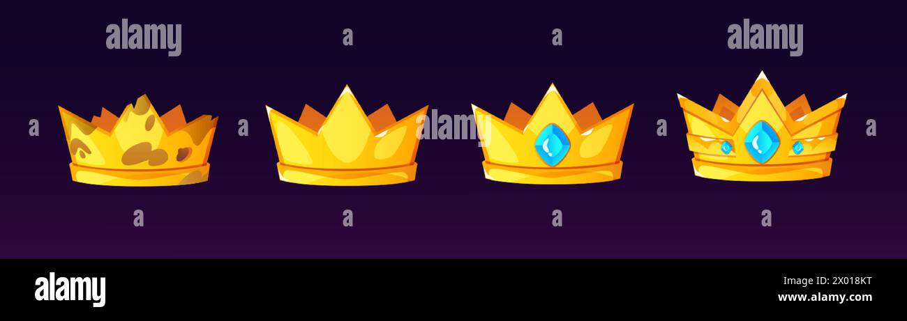 Gold crown icon for game ui level rank design. Cartoon vector ...