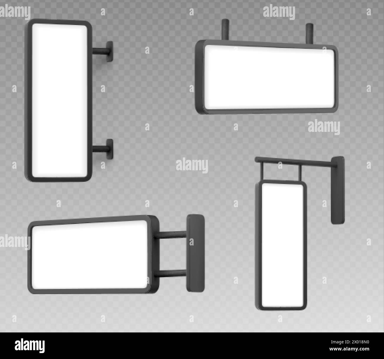 3d set of signboard mockups isolated on transparent background. Vector ...