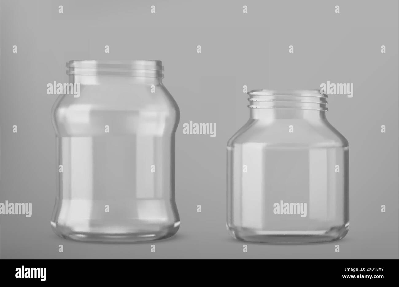 3D set of glass jars isolated on gray background. Vector realistic ...