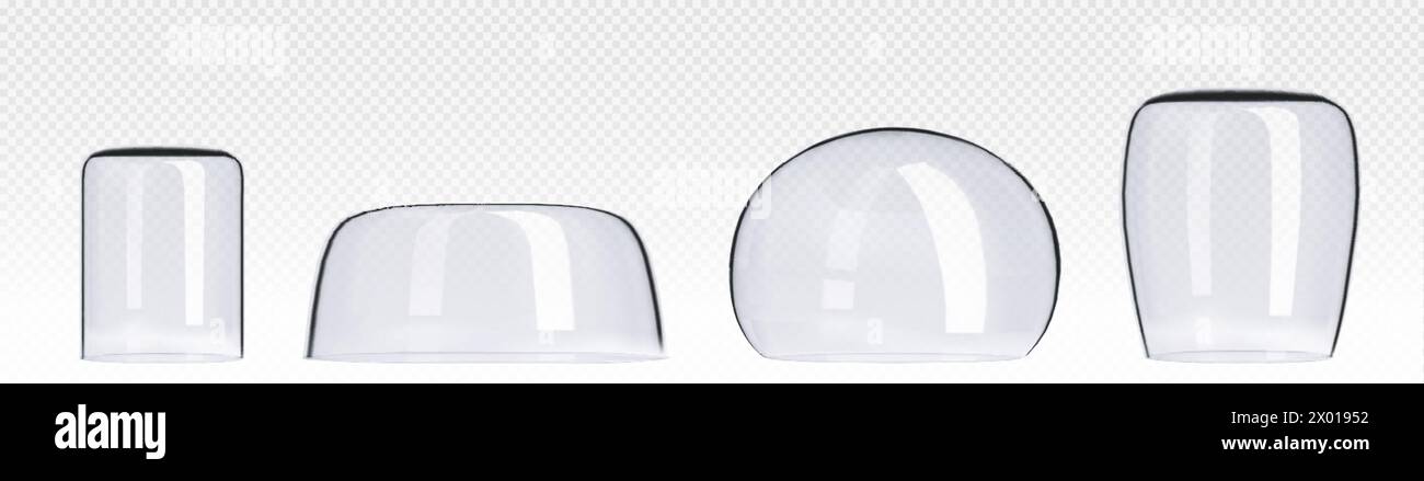 Glass transparent hemisphere dome cover. Realistic vector illustration ...