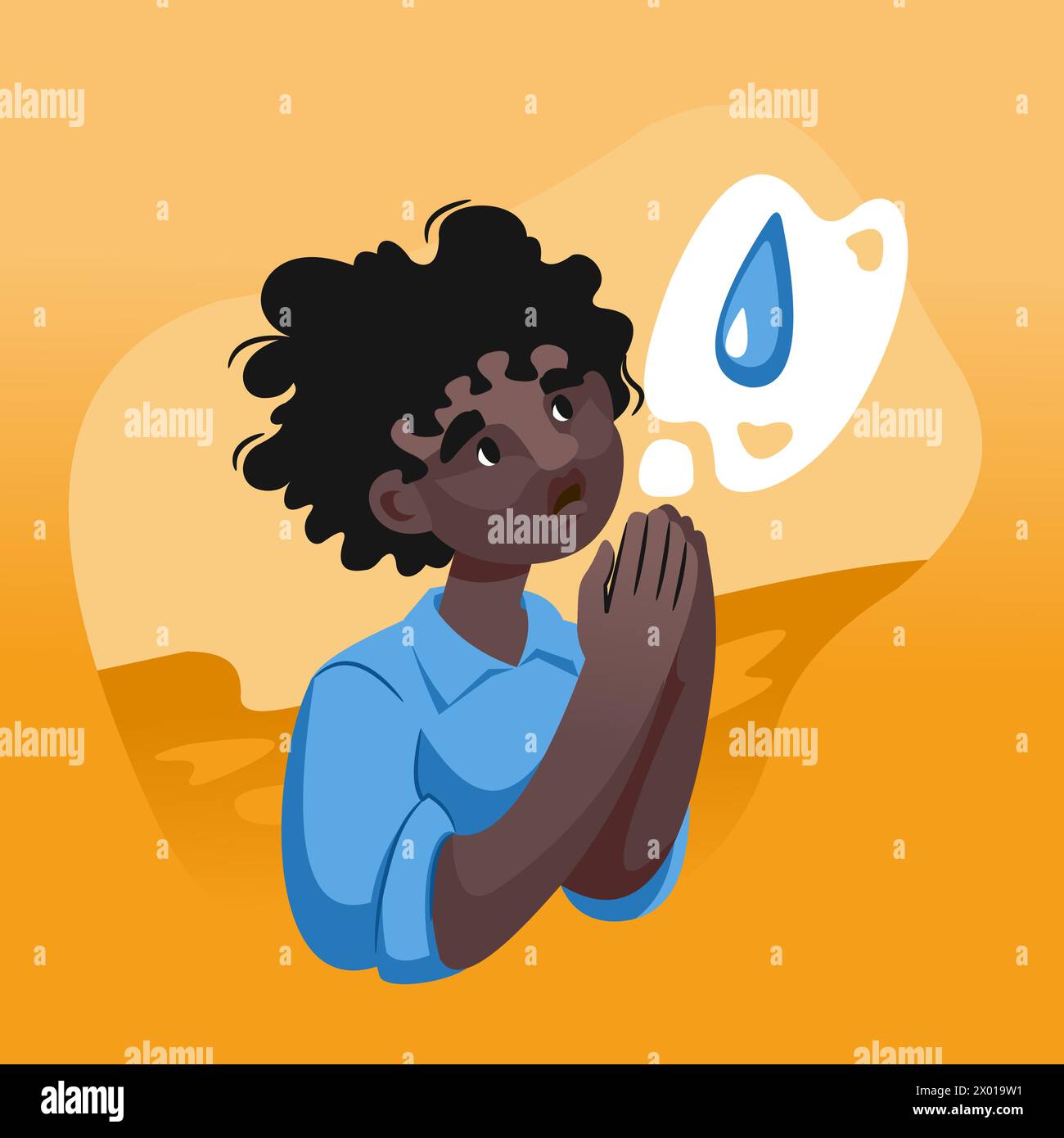 African boy asks god for water, praying for rain in desert, and needs ...